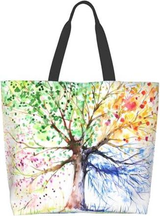 Generic Arbre Des Quatre Saisons10 Sac Courses Pliable Sacs De Courses Imperm&eacute;able Sac Cabas Pour Plage Gym Travail