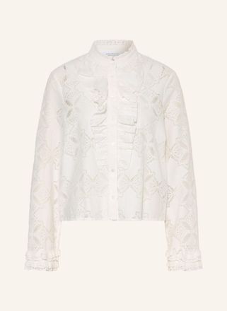 Rich & Royal Blusenshirt Aus Lochspitze Mit R&uuml;schen weiss