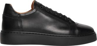 Exton Homme, Chaussures, Noir, Taille: 41 EU Baskets Noires en Cuir avec Semelle en Caoutchouc
