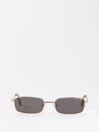 Dmy By Dmy Dmy By Dmy - Olsen Rectangular Metal Sunglasses - Womens - Dark Grey