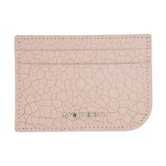 Alexander McQueen Kartenhalter aus rissigem Leder - - Accessories - Damen - Rosa - ONE SIZE