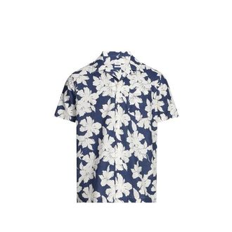 Au Printemps Paris Blumenhemd - Blau