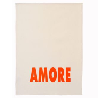 44spaces Geschirrhandtuch Amore in Neon-Orange im 3er Set - 100% hochwertige Bio Baumwolle - weich und saugfähig - Ideal für die Küche oder als Geschenk - 50 x