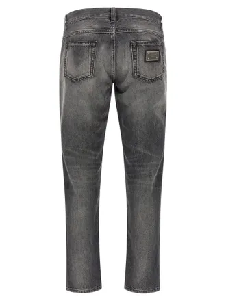 Dolce & Gabbana Distressed Cotton Denim Jeans - Charcoal