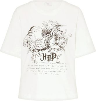 Riani Femme, Tops, Blanc, Taille: 38 FR T-shirt en coton avec imprim&eacute; design fin