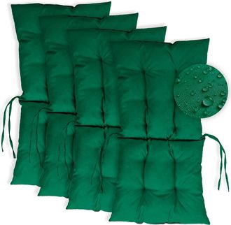 MG Design 4er Set - Stuhlkissen 50 x 100 cm Sitzkissen - Gartenstühle Sitzauflagen aus Polsterstoff, mit weicher Füllung, mit Schnüren zum Binden - Niedriglehne