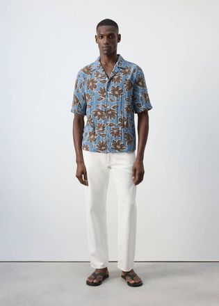 Mango Flie&szlig;endes Hemd mit floralem Muster braun - Herren - XL - MANGO MAN