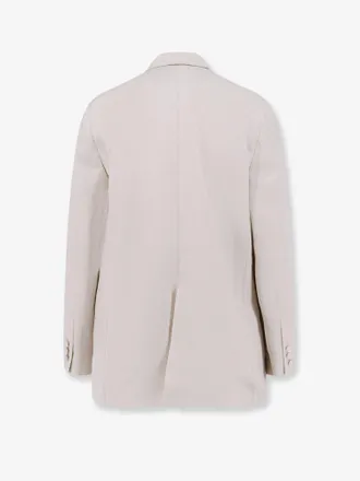 Alysi Womens Blazer Lyocell-Linen Double-Breasted White Lyocell Linen Blazers Jacket