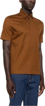 Ermenegildo Zegna Homme, Tops, Brun, Taille: XL Polo en coton brod&eacute; 232