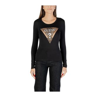 Guess Bedrucktes Langarm-T-Shirt - - Tops - Damen - Schwarzk - XS