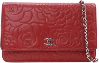 Chanel Portefeuille sur cha&icirc;ne Pre-owned - Femme - Pre-owned - Rouge - Taille: ONE Size