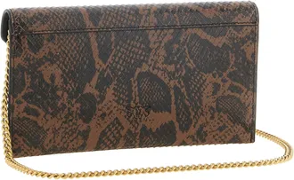 Pinko Love Birds Calfskin Leather Clutch - Brown