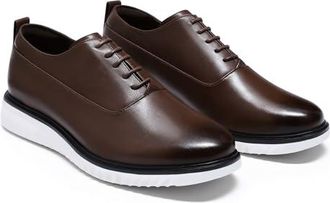 AlltheMen Chaussure Homme Cuir Casual Classique Oxfords &agrave; Lacets Entreprise Officiel Derby &Eacute;l&eacute;gantes Mariage Marron fonc&eacute; 43