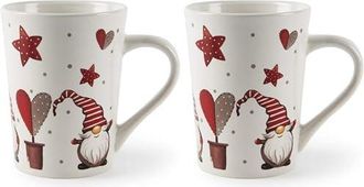 Excelsa Gnomo Christmas Tasse aus Keramik, 300 ml, Stoneware (Packung mit 2)