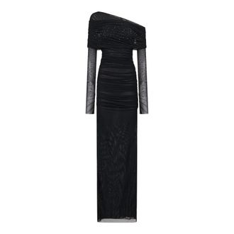 Amen Schwarzes Drapiertes Strasskleid - - Dresses - Damen - Schwarzk - S