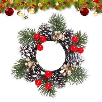 Generic Festliches Kerzenring-Set - Festliche Dekokr&auml;nze mit k&uuml;nstlichen Tannenzapfen und Beeren, eleganter Kerzenhalter, saisonale Tischgirlande | f&uuml;r Weihna