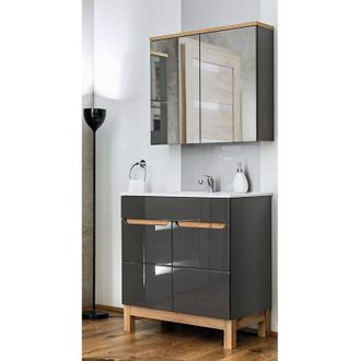 AC-D&eacute;co Ensemble meuble vasque + miroir - Gris - 60 cm - Cintra Graphit - Livraison gratuite