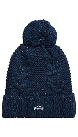 Superdry Vintage Cable Beanie B&eacute;ret, Azul Oscuro, Taille Unique Femme