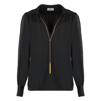Elisabetta Franchi Shirt aus Georgette mit Halskette - - Blouses & Shirts - Damen - Schwarzk - S