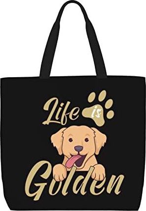 Generic Sac Fourre-Tout La Vie Est Dor&eacute;e Sac De Shopping Lavables Avec Poign&eacute;es Sacs &Agrave; Main, Pour Filles, Shopping, Femmes, &Eacute;cole