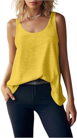 Generic Debardeur Femme Chic et &eacute;l&eacute;gant Chemisier sans Manche D&eacute;bardeur Blanc Court Crop Top Ete Haut Chic et Elegant Fluide Ample Caraco Vetement Femme Tee S