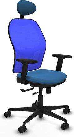 Piqueras y Crespo Drehstuhl mit 2D-Armen, h&ouml;henverstellbarer Lendenwirbelst&uuml;tze und festem Kopfteil, ausgestattet mit Syncro/Traslack und injiziertem Schaumstoff, Blau/