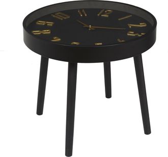 The Home Deco Factory Home Deco FACTORY-HD0073-Table Horloge Silencieuse 50Cm-Salon, Salle &agrave; Manger Tischuhr, leise, Lounge, 50 cm, Hartglas, Braun/Schwarz, 50x43.5x50