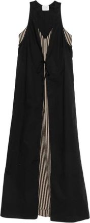 Alysi Femme, Robes, Noir, Taille: 40 FR Robe Maxi Ray&eacute;e &agrave; Col V