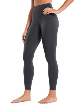 CRZ YOGA Butterluxe Damen High Waist Sport Leggings Blickdicht Yoga Leggins Sporthose Workout Gym Yogahose - 64cm Mysteriöses Grau 42