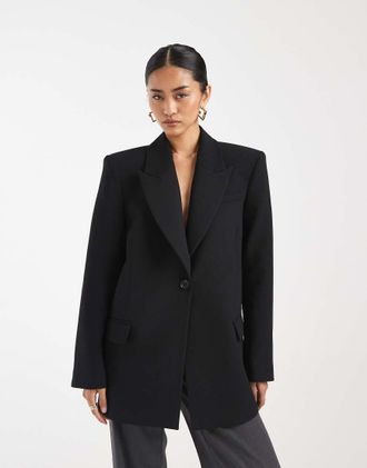Asos Blazer &agrave; &eacute;paules structur&eacute;es - Noir-Gris
