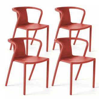 Oviala Oviala - Lot de 4 chaises empilables en polypropyl&egrave;ne rouge - Hauteur dassise 45cm - L&eacute;g&egrave;res et faciles &agrave; d&eacute;placer - Pour int&eacute;rieur et ext&eacute;rieur