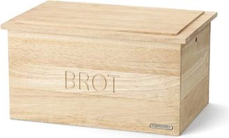Continenta Brotkasten mit Deckel aus Gummibaumholz, Holz-Brotbox, Gr&ouml;&szlig;e: 34,5 x 23 x 19 cm