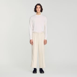 Sandro Pantalon large coton lin &agrave; pince
