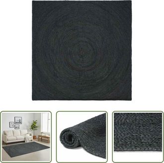 vidaXL Jute Teppich - Bereichsteppiche Quadratisch Dunkelgrau 300 x 300 cm Jute