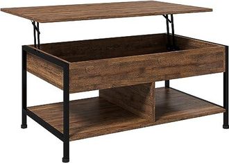 HOMCOM Table Basse relevable Table de Salon - étagère inférieure, Coffre de Rangement - dim. 100L x 80l x 60H cm - Aspect Bois Rustique Noir