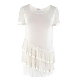 Red Valentino Silk White Tiered Long Top Size S