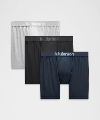 lululemon Always In Motion Boxershorts 3er-Pack f&uuml;r M&auml;nner - 8 cm - Gr&ouml;&szlig;e 2XL in Black/True Navy/Heathered Silver Drop