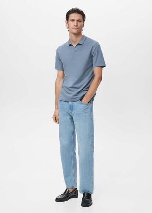 Mango Polo coton piqu&eacute; bleu indigo - Homme - XXL - MANGO MAN