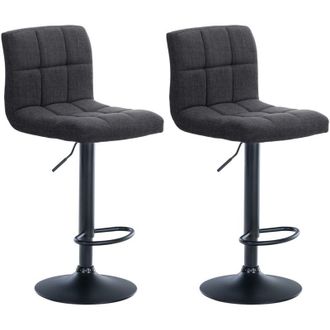Clp Lot de 2 tabourets de bar Calma tissu Gris fonc&eacute; M&eacute;tal noir mat
