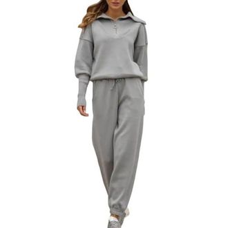 Generic Co Ord Ensembles 2 pi&egrave;ces pour femme - Haut court &agrave; manches longues - Pantalon de yoga pliable - Tenue d&eacute;contract&eacute;e dentra&icirc;nement - Tenue dhiver - Sur