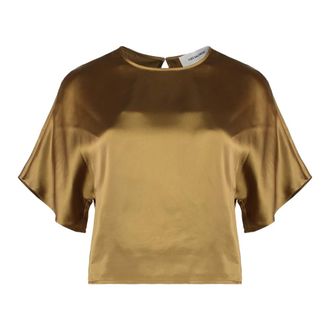 Yves Salomon Satinbluse mit R&uuml;ckenschl&uuml;ssel - - Blouses & Shirts - Damen - Braun - 2XS