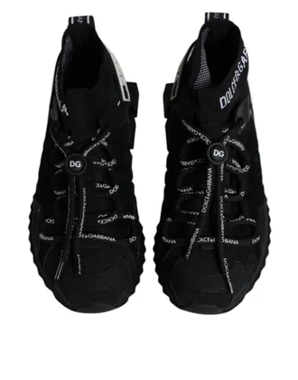 Dolce & Gabbana Womens Black Sorrento Socks Logo Sneakers Shoes