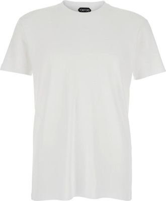 Tom Ford Homme, Tops, Blanc, Taille: XL Perforated Rib SS Crew Neck