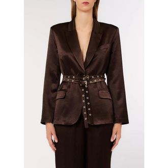 Liu Jo Femme, Vestes, Brun, Taille: 36 FR Blazer crois&eacute; ceintur&eacute;