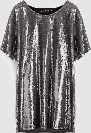 Jeanne Vouland Robe Mala Sequin Gun M&eacute;tal