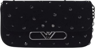 Emporio Armani Femme, Sacs, Noir, Taille: ONE Size Pochette de Luxe en Velours et Cristaux