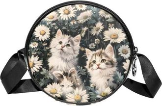 Generic Petit sac &agrave; bandouli&egrave;re rond pour femme, petit sac &agrave; bandouli&egrave;re avec fermeture &eacute;clair et bretelles r&eacute;glables style d&eacute;contract&eacute; pour femmes et filles