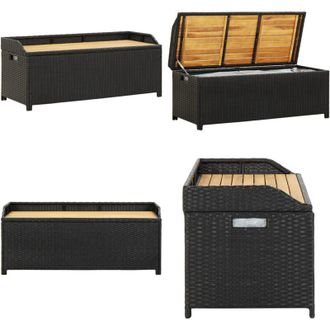 vidaXL Vidaxl - Sitzbank mit Stauraum 120 cm Poly Rattan Schwarz - Gartenzubeh&ouml;r - Gartenbank - Au&szlig;enm&ouml;beln - Gartenstuhl - Rattan M&ouml;bel - Home & Living