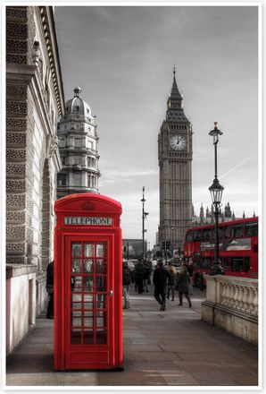 Posterlounge Londoner Telefonzelle und Big Ben Poster von Filtergrafia 20 x 30 cm Wandbilder Wanddeko