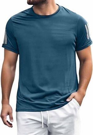 Generic T-shirt &agrave; col rond &agrave; manches courtes pour homme - L&eacute;ger - Respirant - Confortable - Coupe ample - D&eacute;contract&eacute; - Manches courtes - T-shirt de sport &eacute;l&eacute;